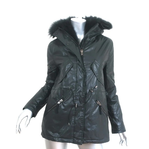 SAM | Jackets & Coats | Sam Kate Parka Black Coated Canvas Fox Fur Size ...